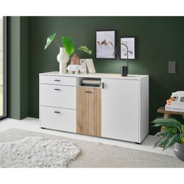 Home Affaire Sideboard &raquo;Hudson&laquo; in moderner Trendfarbe, Griffe aus Metall (Schwarz), Breite 150 cm wei&szlig; Holzwerkstoff