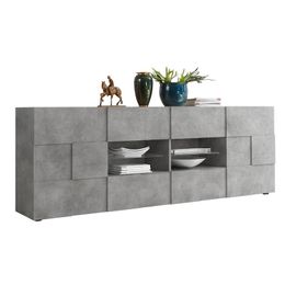 Home Affaire Sideboard &raquo;Dama Breite 241, Kommode 2 T&uuml;ren u. 4 Schubk&auml;sten, Anrichte&laquo; Front in 3D-Optik, viel Stauraum, verschiedene Farben grau