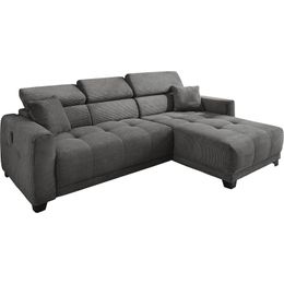 Jockenh&ouml;fer Ecksofa &raquo;Cremona, L-Form, B: 263cm, 30 cm elektrischer Sitztiefenverstellung&laquo; 140kg Belastbarkeit je Sitz, verstellbaren Kopfst&uuml;tzen & USB-Ladeports 