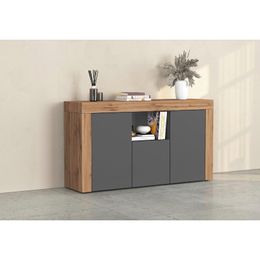 OTTO home Sideboard &raquo;CHRONOS Breite 155 cm mit 3 T&uuml;ren, 1 offenes und 6 geschlossene F&auml;cher&laquo; 1 Stk. tlg. Sideboard,Kommode, Schrank, Grifflos mit Push