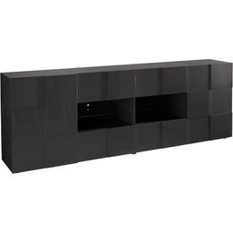 Home Affaire Sideboard &raquo;Dama Breite 241, Kommode 2 T&uuml;ren u. 4 Schubk&auml;sten, Anrichte&laquo; Front in 3D-Optik, viel Stauraum, verschiedene Farben grau