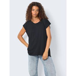 Noisy may Damen Noisy may Kurzarmshirt &raquo;NMMATHILDE S/S LOOSE LONG TOP NOOS&laquo; Baumwollmischung, relaxed fit schwarz L