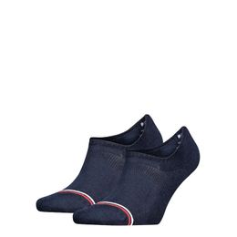 Tommy Hilfiger Damen F&uuml;&szlig;linge &raquo;TH UNI TJ FOOTIE 2P ICONIC&laquo; 2 Paar, Mit eingestricktem Flag-Label blau 39-42