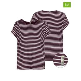 Sublevel 2er-Set: Shirts in Aubergine/ Wei&szlig; - 32% | Gr&ouml;&szlig;e M | Damen-tops
