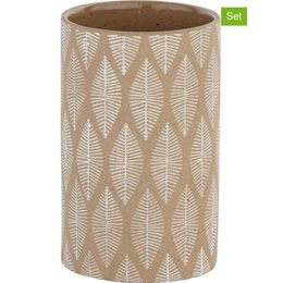 Wenko 2er-Set: Zahnputzbecher "Tupian" in Beige - (H)12 x &Oslash; 7 cm - 60% | Badezimmer-accessoires