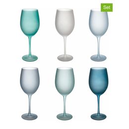 Villa d ́Este 6er-Set: Weingl&auml;ser "Happy Summer" in Blau/ Gr&uuml;n - 550 ml - 50% | Gedeckter-tisch