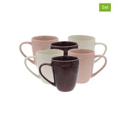 Ard'time 6er-Set: Kaffeetassen "Terra" in Creme/ Lila/ Rosa - (H)10,5 x &Oslash; 9,5 cm - 41% | Gedeckter-tisch