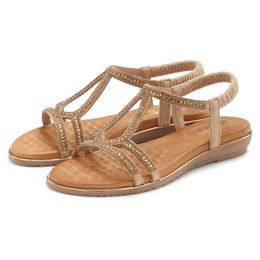 Vivance Damen Sandale &raquo;Sandalette, Sommerschuh,&laquo; mit Glitzer Verzierungen und elastischen Riemchen gold 40