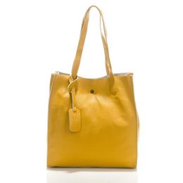 ORE10 Leder-Schultertasche "Aram" in Gelb - (B)34 x (H)28 x (T)12 cm - 77% | Damen-taschen