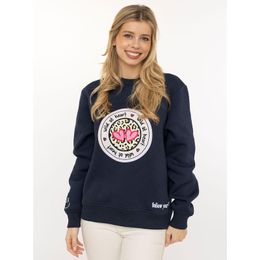 Zwillingsherz Damen Sweatshirt, Rundhalsausschnitt, Langarm, Baumwollmischung blau L/XL
