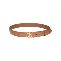 Calvin Klein Damen Lederg&uuml;rtel &raquo;ROUND CK BUCKLE 30MM BELT SMOOTH&laquo; Gr&ouml;&szlig;enverstellbar mit Metallschlie&szlig;e