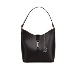 Lia Biassoni Leder-Schultertasche "Viverone" in Schwarz - (B)27 x (H)19 x (T)9 cm - 75% | Damen-taschen