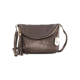 Anna Morellini Leder-Umh&auml;ngetasche "Beverly" in Bronze - (B)22 x (H)18 x (T)2 cm - 72% | Damen-taschen