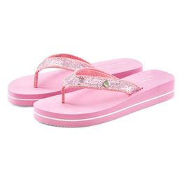 Venice Beach Damen Badezehentrenner &raquo;Sandale, Pantolette,&laquo; mit Glitzerdetails, ohne Verschluss rosa 35