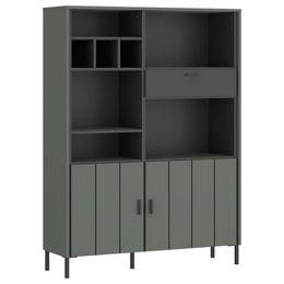 CARRYHOME Highboard Shirley, Anthrazit, Schlamm, Kunststoff, 3 F&auml;cher, 1 Schublade(n) Schubladen, 112.1x156x40 cm, Beim&ouml;bel erh&auml;ltlich, stehend, Wohnzimmer, Kommoden & Sideboards, Highboards