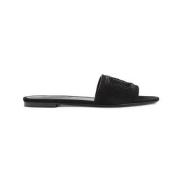 Dolce & Gabbana Dolce&Gabbana Sandalen - Open-Toe Black Goat Leather Slippers - Gr. 37 (EU) - in Schwarz - f&uuml;r Damen
