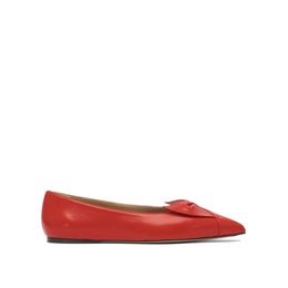 Salvatore Ferragamo Red Leather Ballerinas With Bow Accent - Gr. 6_5 - in Rot