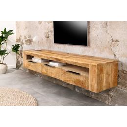 Riess Ambiente H&auml;ngendes TV-Board IRON CRAFT 160cm natur Mango Massivholz drei Schubladen Lowboard Riess-Ambiente