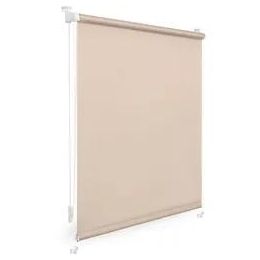 Seitenzugrollo LICHTBLICK ORIGINAL "Uni Rollo", beige (creme, wei&szlig;), B:80cm H:150cm, Polyester, Rollos, Seitenzugrollo, mit Klemmtr&auml;ger und Farbbeschichtung - f&uuml;r Fenster und T&uuml;ren, Klemmfix