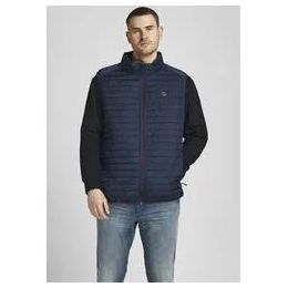 Jack & Jones PlusSize Steppweste "MULTI mit Stehkragen und normaler Form", Herren, Gr. 3XL, blau (navy blazer), Web, Obermaterial: 100% Polyester, JACK & JONES PLUSSIZE, unifarben, regular fit normal, Westen Steppweste, unifarben, modisch, regular fit, Polyester, Stehkragen
