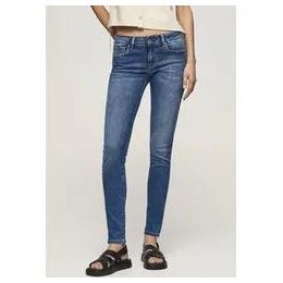 Skinny-fit-Jeans Pepe Jeans "SOHO", Damen, Gr. 26, L&auml;nge 28, blau, Denim/Jeans, Obermaterial: 84% Baumwolle, 14% Polyester, 2% Elasthan, skinny fit lang, Jeans, im 5-Pocket-Stil mit 1-Knopf Bund und Stretch-Anteil