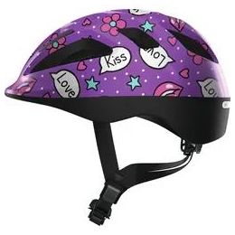 Kinderfahrradhelm Abus "SMOOTY 2.0" Gr. M, rosa (lila kisses), Helme, Kinder, M Kopfumfang: 50cm - 55cm