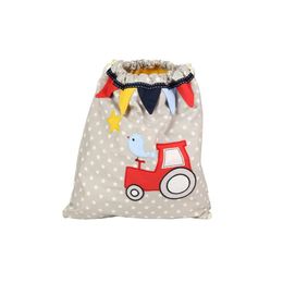 BABY LAL Turnbeutel "TRAKTOR & SPATZ" in Grau/Gelb - (L) 35 x (B) 30cm | Gr.: onesize