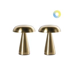 Beliani 2er-Set Tischlampe f&uuml;r den Au&szlig;enbereich KULFO in Gold | Gr.: onesize