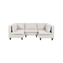 Beliani 5-tlg Modulsofa UNSTAD in Beige/Schwarz | Gr.: onesize