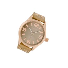 Analog-Armbanduhr Oozoo Timepieces braun, sand extra gro&szlig; (ca. 46mm) | Gr.: onesize