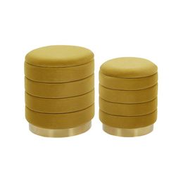 Beliani 2er-Set Pouf GARLAND in Gelb/Gold | Gr.: onesize