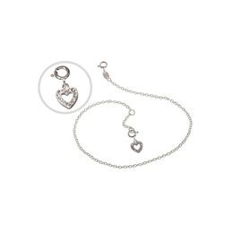 SILBERKETTEN-STORE 925 Silber Fu&szlig;kette mit Anh&auml;nger "Herz" | Gr.: 23