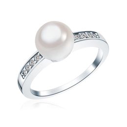 Rafaela Donata Ring aus Sterling Silber mit Zirkonia und Muschelkernperle in silber | Gr.: 60