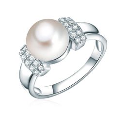 Valero Pearls Perlen-Ring Sterling Silber Zirkonia S&uuml;&szlig;wasser-Zuchtperle in silber | Gr.: 60