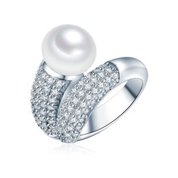 Valero Pearls Ring aus Sterling Silber mit Zirkonia S&uuml;&szlig;wasser-Zuchtperle in silber | Gr.: 60