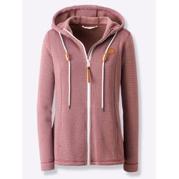WITT WEIDEN Fleece-Jacke in rotbraun-ecru-geringelt | Gr.: 48