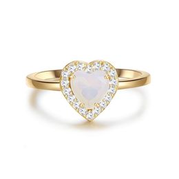 Glanzst&uuml;cke M&uuml;nchen Glanzst&uuml;cke M&uuml;nchen Ring Herz aus Sterling Silber mit Mondstein (synth.) in gelbgold | Gr.: 56