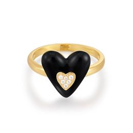 Glanzst&uuml;cke M&uuml;nchen Glanzst&uuml;cke M&uuml;nchen Ring Herz aus Sterling Silber mit Zirkonia in gelbgold | Gr.: 58