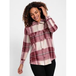 WITT WEIDEN Fleece-Bluse in champagner-bordeaux-kariert | Gr.: 48
