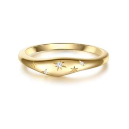 Glanzst&uuml;cke M&uuml;nchen Glanzst&uuml;cke M&uuml;nchen Ring Stern aus Sterling Silber mit Zirkonia in gelbgold | Gr.: 52