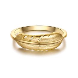 Rafaela Donata Ring Feder aus Sterling Silber in gelbgold | Gr.: 58