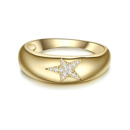 Glanzst&uuml;cke M&uuml;nchen Glanzst&uuml;cke M&uuml;nchen Ring Stern aus Sterling Silber mit Zirkonia in gelbgold | Gr.: 54