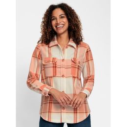 WITT WEIDEN Fleece-Bluse in champagner-papaya-kariert | Gr.: 40