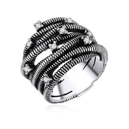 Lulu & Jane Lulu & Jane Ring aus Metall-Legierung mit Glas in silber | Gr.: 54