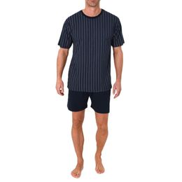 Normann Kurzarm Schlafanzug Shorty Pyjama Minimalprint in navy | Gr.: 54