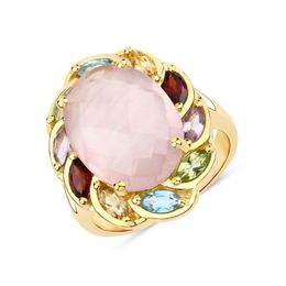 Rafaela Donata Ring aus Sterling Silber aus Rosenquarz in gelbgold | Gr.: 50