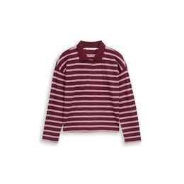 Tom Tailor Denim Boxy Fit Langarm Poloshirt mit Streifenmuster in Multicolor Stripe | Gr.: S