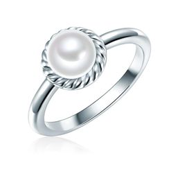 Valero Pearls Ring aus Sterling Silber mit Zirkonia und S&uuml;&szlig;wasser-Zuchtperle in silber | Gr.: 50