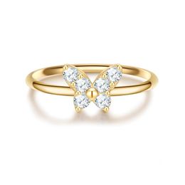 Glanzst&uuml;cke M&uuml;nchen Glanzst&uuml;cke M&uuml;nchen Ring Schmetterling aus Sterling Silber mit Zirkonia in gelbgold | Gr.: 48