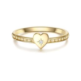 Glanzst&uuml;cke M&uuml;nchen Glanzst&uuml;cke M&uuml;nchen Ring Herz aus Sterling Silber mit Zirkonia in gelbgold | Gr.: 52